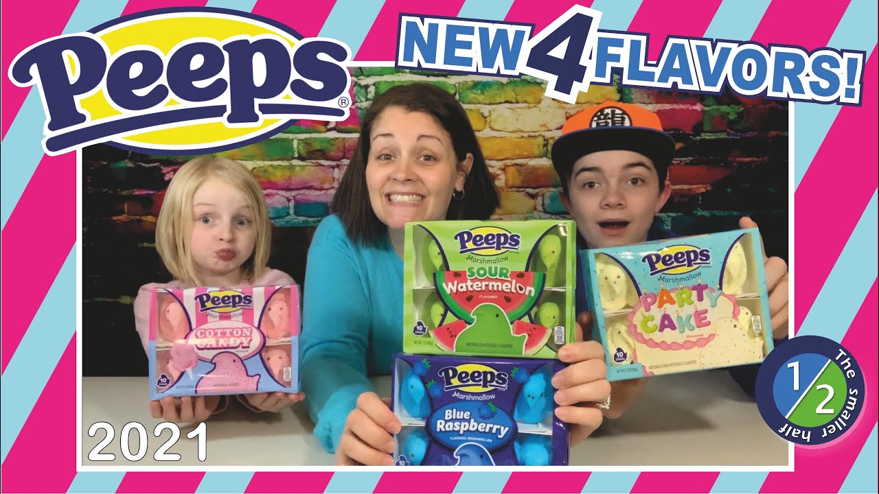 Peeps Taste Test And Review! Sour Watermelon Blue Raspberry Party Cake ...
