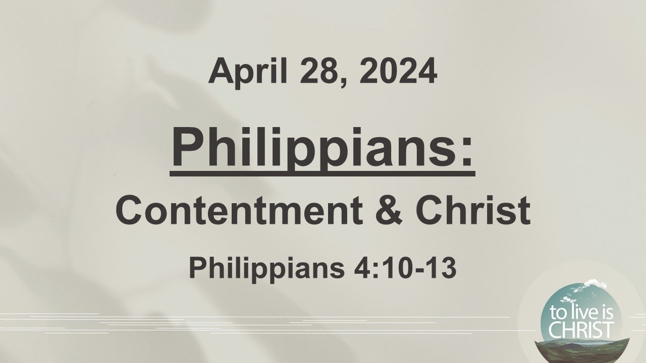 4/28/2024: Contentment & Christ - YouTube