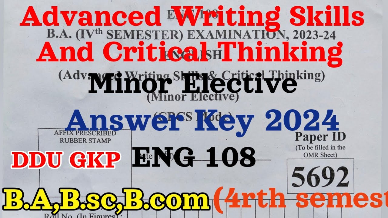Advanced Writing Skills and Critical Thinking | Answer key 2024 | ENG ...