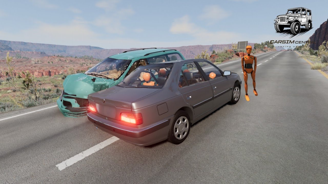Types of accidents with Iranian Peugeot Pars cars with dummy [ beamng ...
