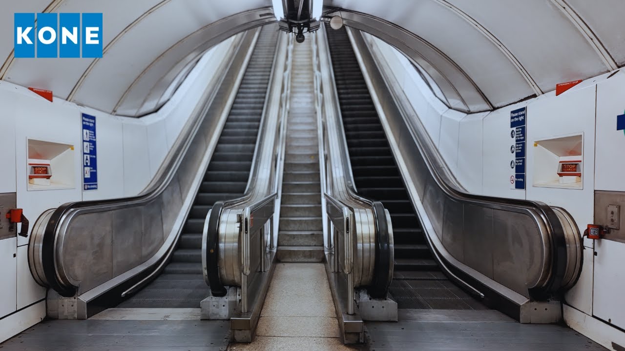 2 x KONE escalators w/ central staircase at Bank Underground DLR ...