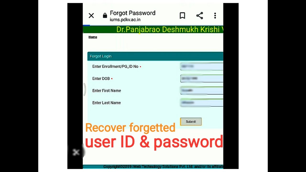 How to recover forgetted user id and password of IUMS login - For bsc ...