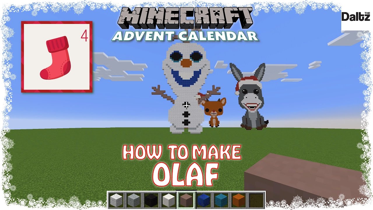 Minecraft Pixel Art - Olaf Frozen - YouTube