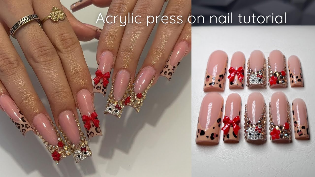 ACRYLIC PRESS ON NAIL TUTORIAL | cheetah print nail art tutorial ...