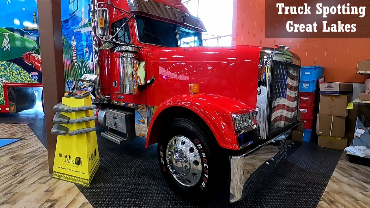Red Freightliner Classic Parked In Iowa 80 Truck Stop Lobby - YouTube