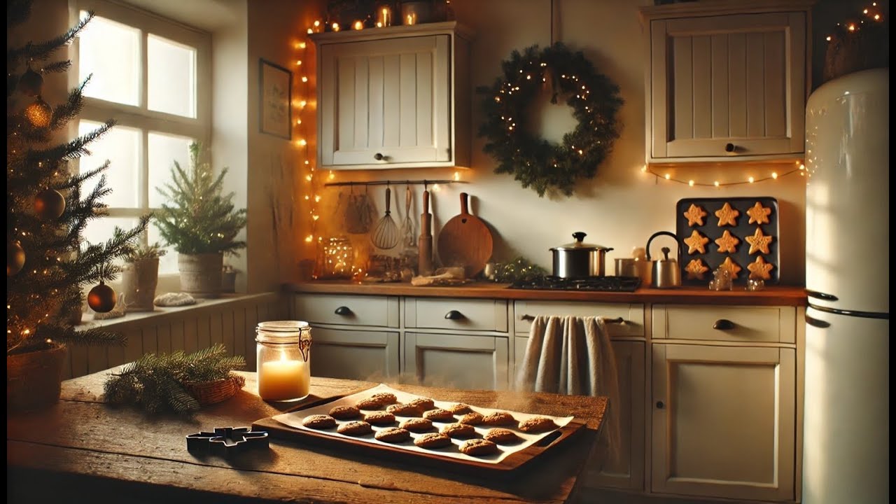 Cozy Christmas Kitchen 4K: 9 HR Relaxing Jazz & Freshly Baked Cookies ...