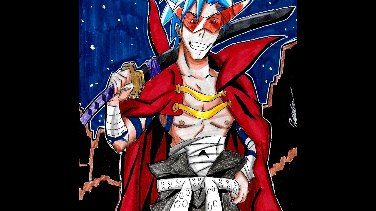 Drawing Gurren lagann kamina - YouTube