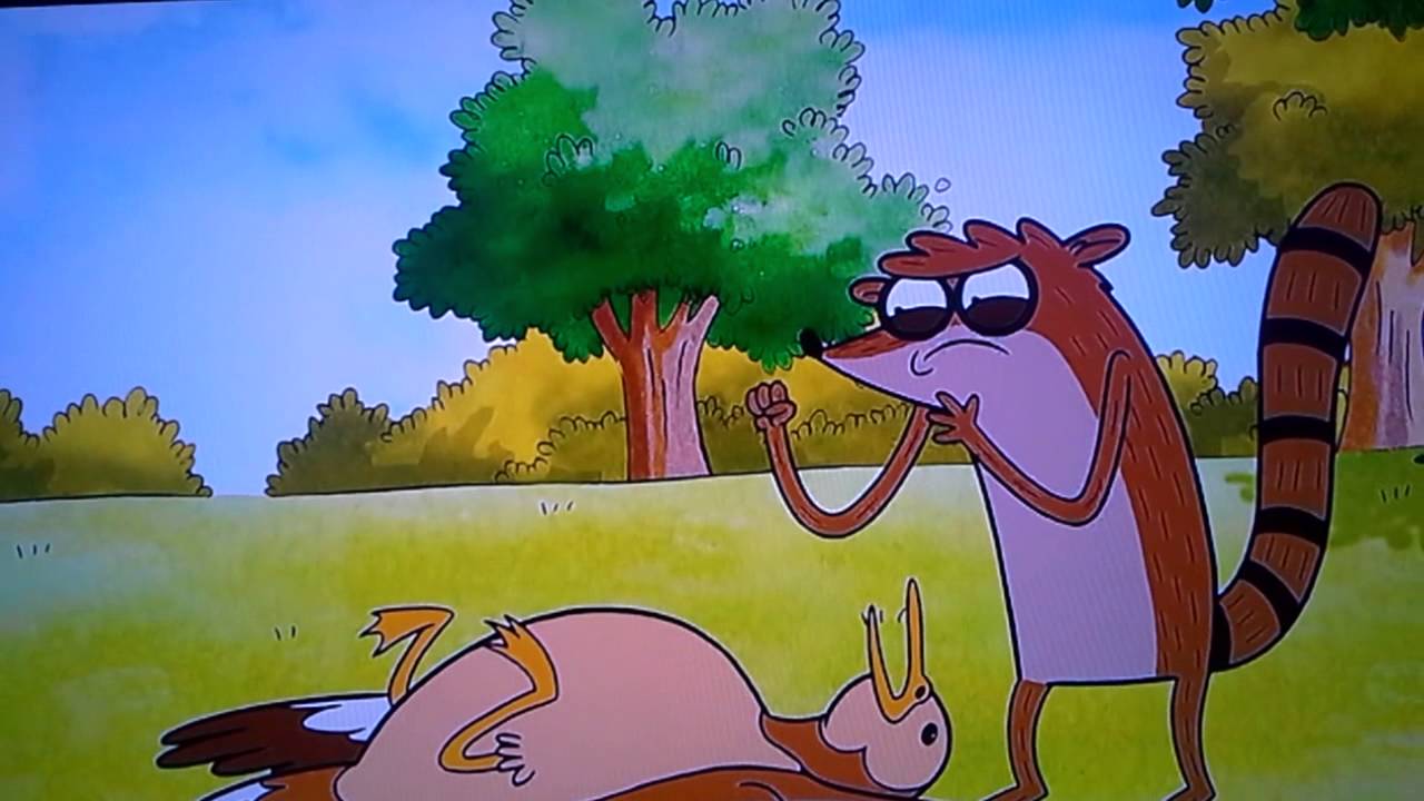 Regular show Mordecai and rigby fight some dude - YouTube