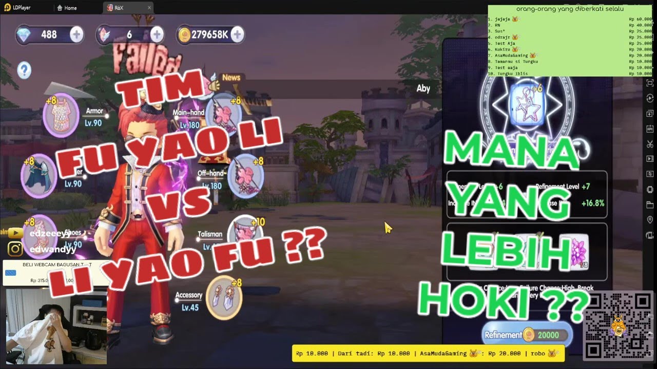 KALIAN TIM MANA ?? FU YAO LI ATAU LI YAO FU ?? HOKIAN MANA ??? RAGNAROK ...