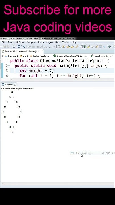 Java Diamond Star Pattern With Spaces Program #shorts - YouTube