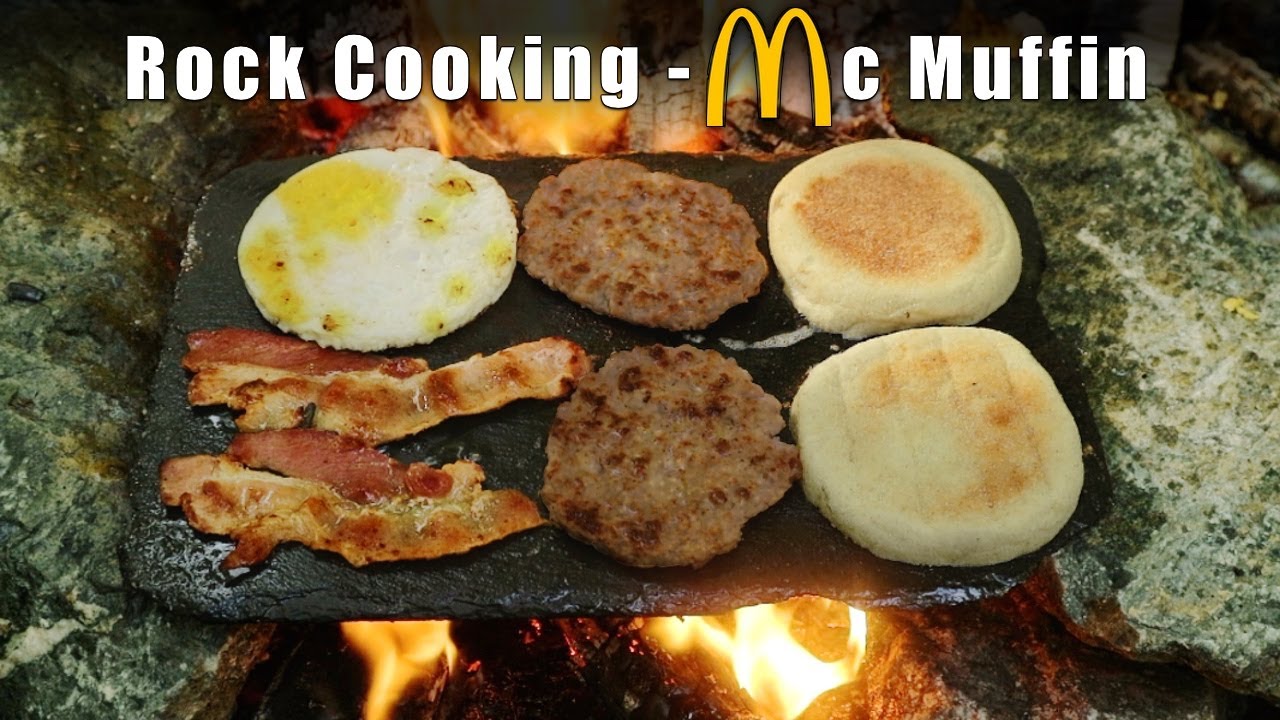 Sausage Egg McMuffin Cooked on a Rock! - YouTube