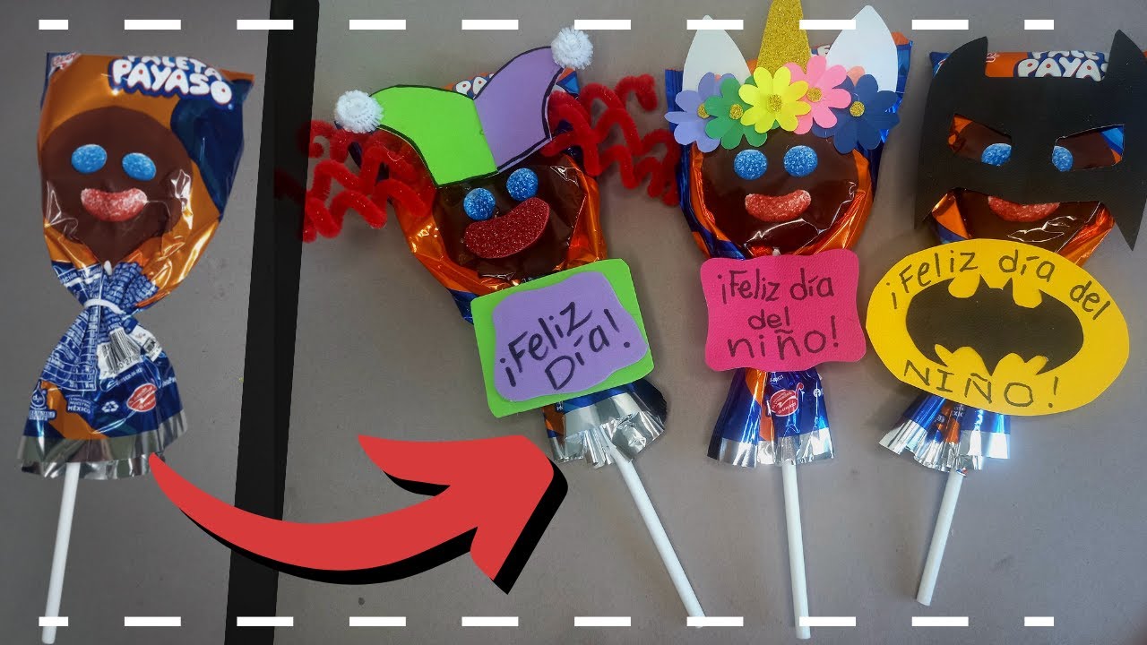 BONITAS Ideas de Paletas payaso DECORADAS con PAPEL - YouTube