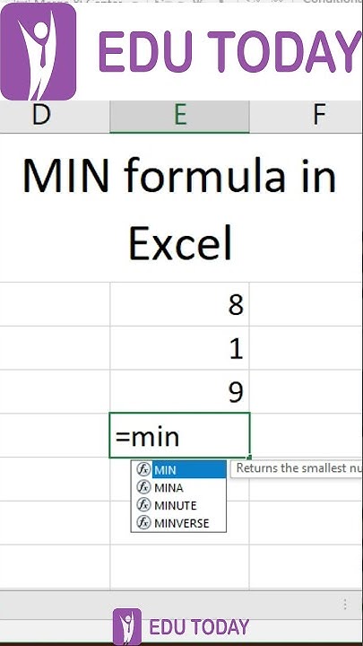 Excel Basic - MIN formula in Excel - YouTube