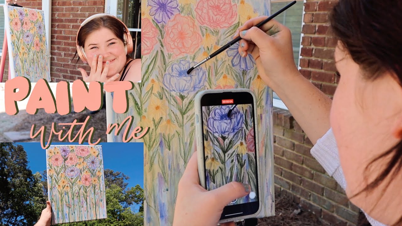 paint and chat with me | April showers bring May flowers painting - YouTube
