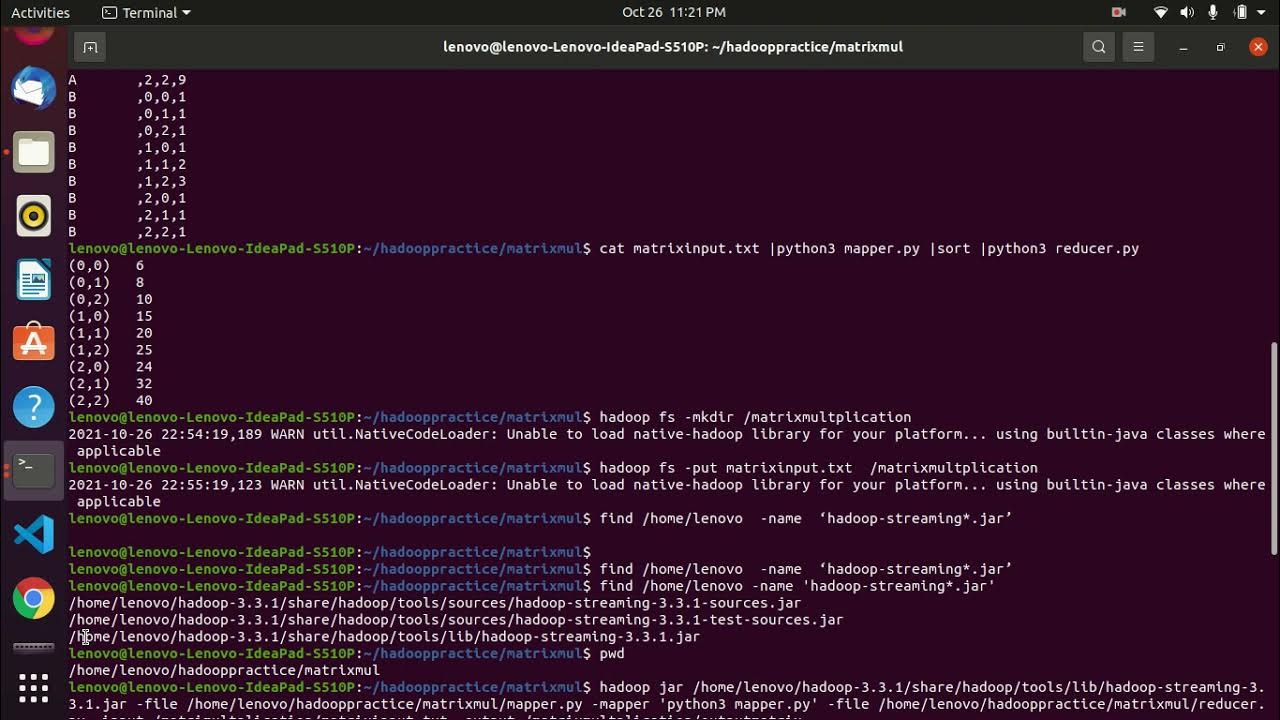 Matrix Multiplication Using Mapreduce In Hadoop Youtube
