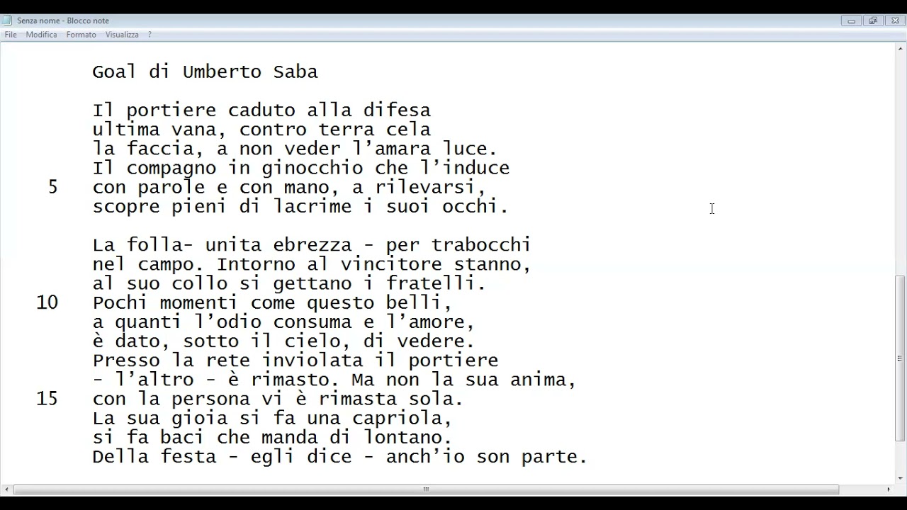 "Goal" di Umberto Saba - YouTube