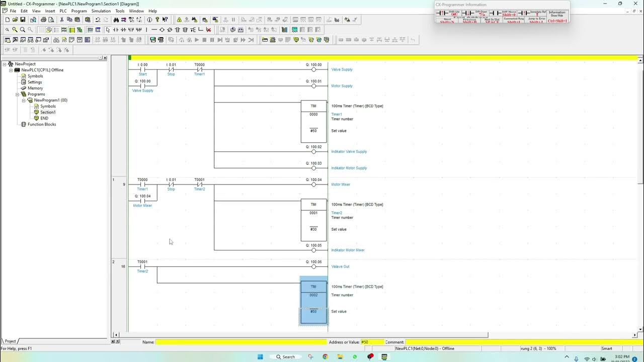 PROGRAM TANK MENGGUNAKAN SOFTWARE CX PROGRAMMER - PLC OMRON CP1L - YouTube