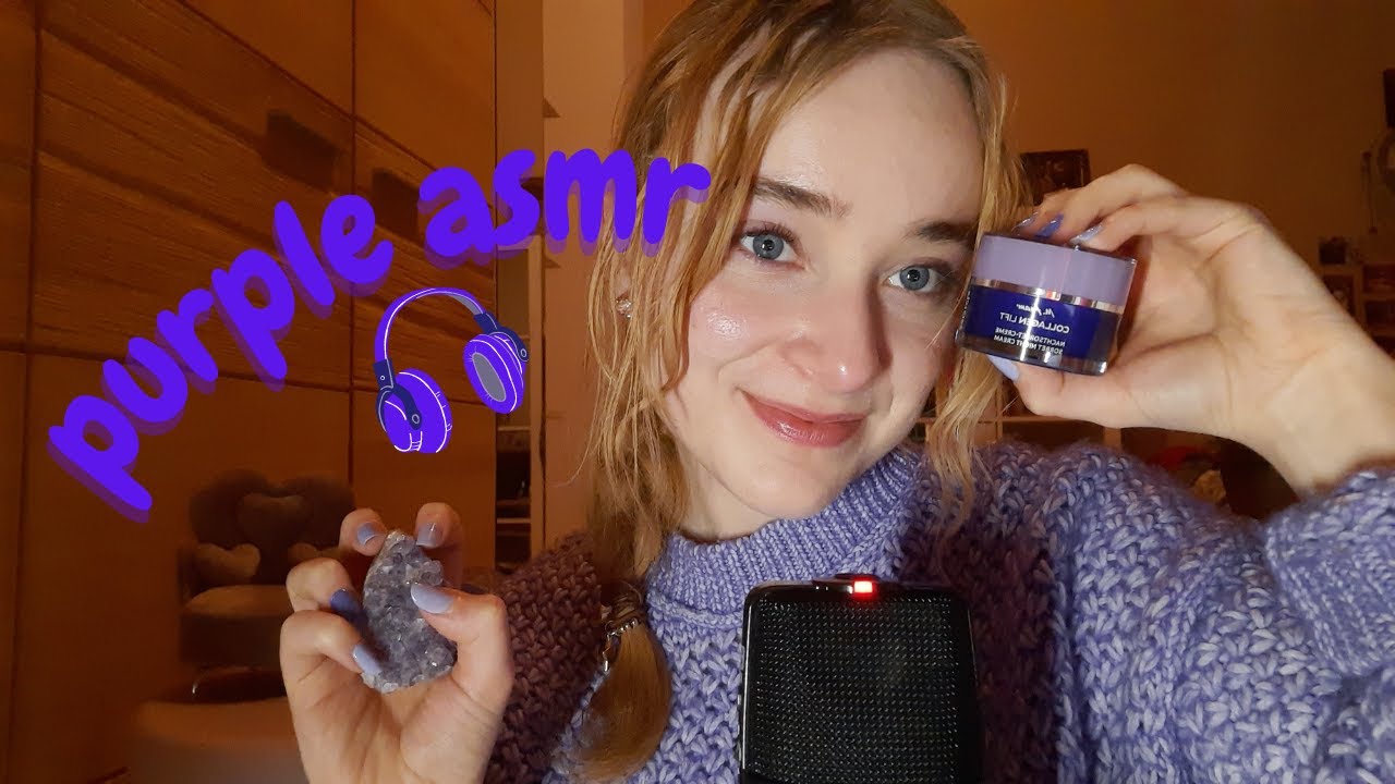 💜 asmr purple triggers: close up whispering, face touching, etc. - YouTube