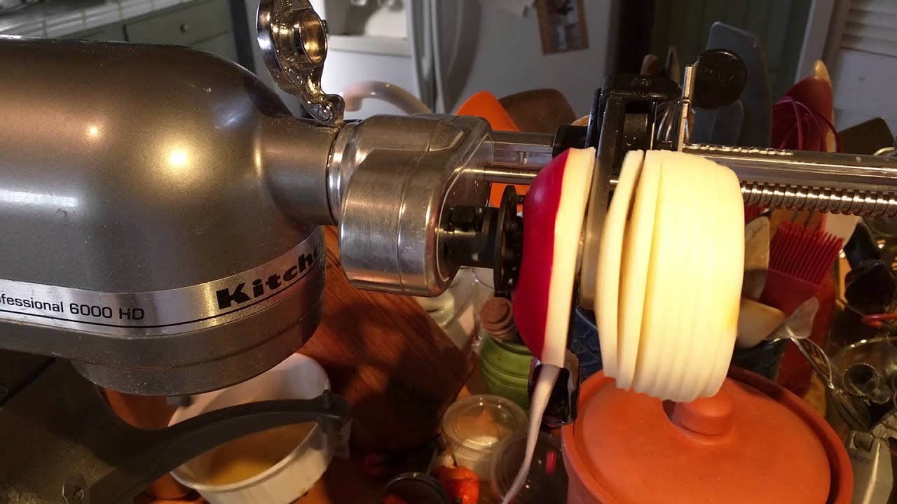 New KitchenAid Spiralizer Peels, Slices, & Cores Apple - YouTube