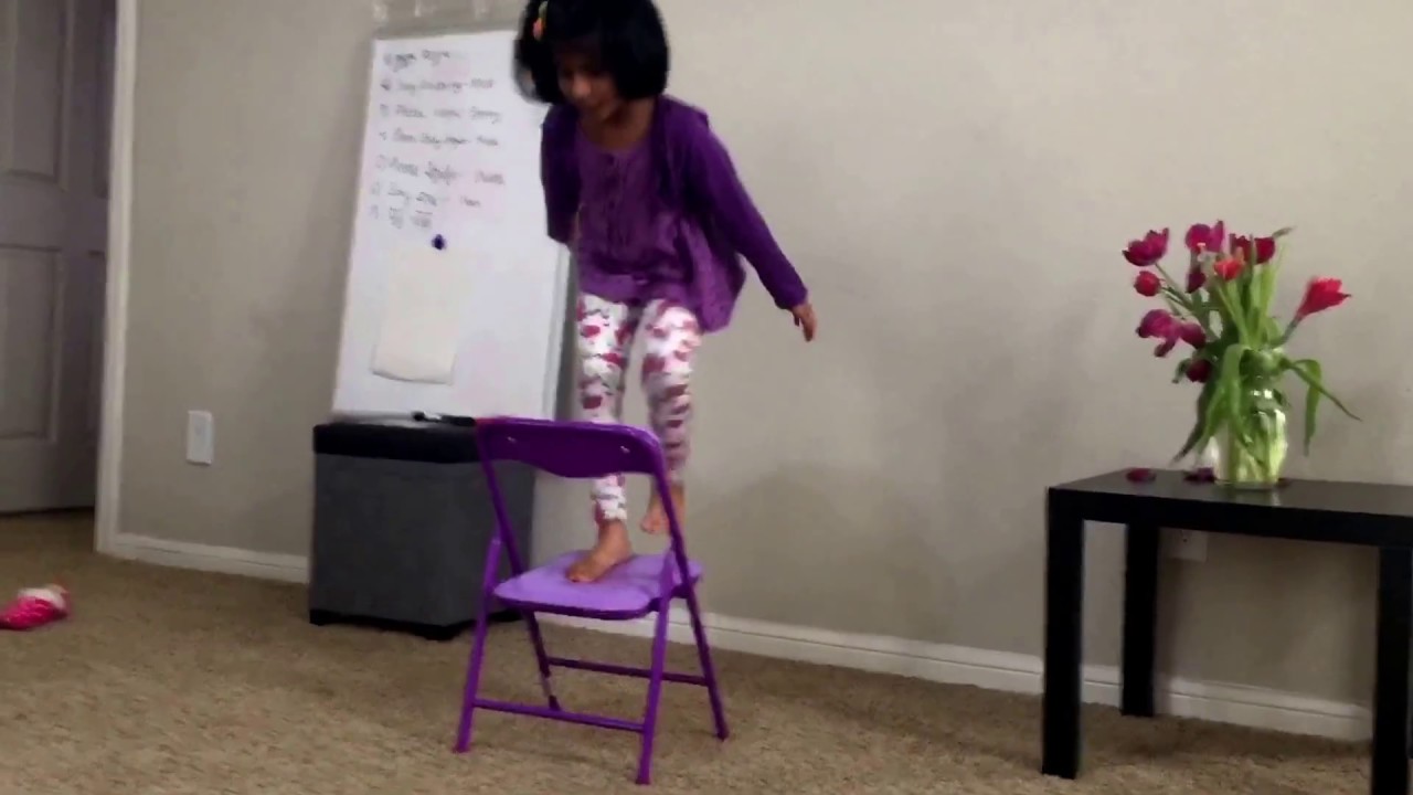 Meera stunt jumping over chair - YouTube