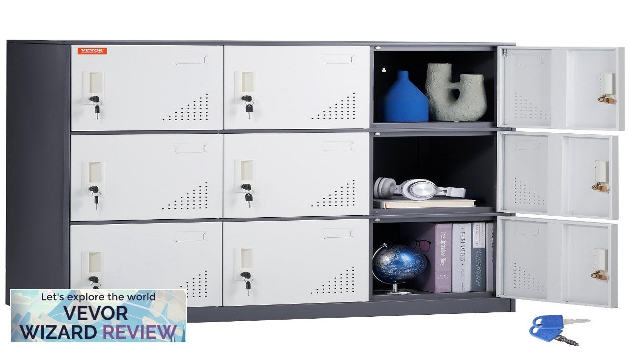 VEVOR Metal Locker for Employees 9 Doors Storage Cabinet with Card Slot ...