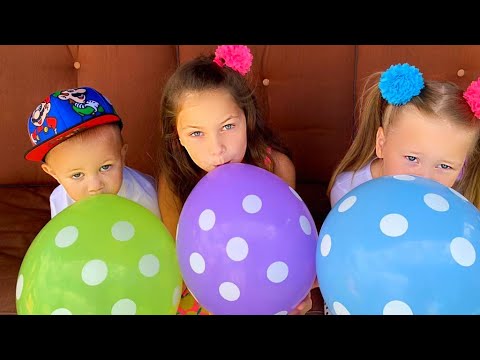 Eva and Vova playing with balloons and learn colors | Eva Surprise ...