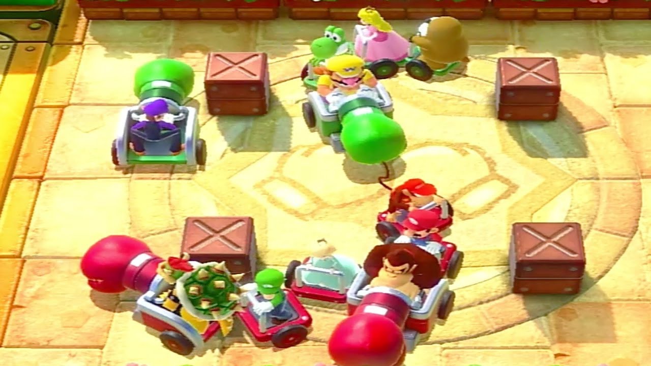 Super Mario Party - 4 Player Train In Paint - Bowser DK Wario Waluigi ...