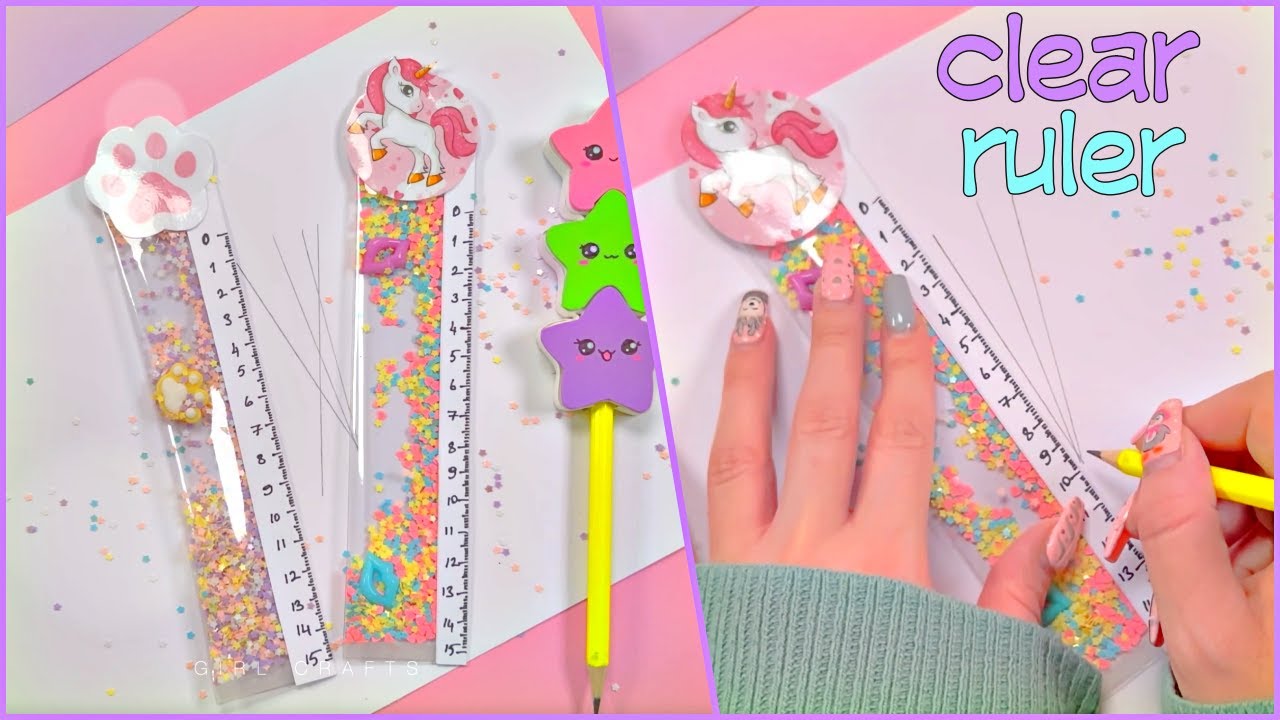 DIY Cute Clear Ruler - How to make Glitter Scale - Back To School # ...