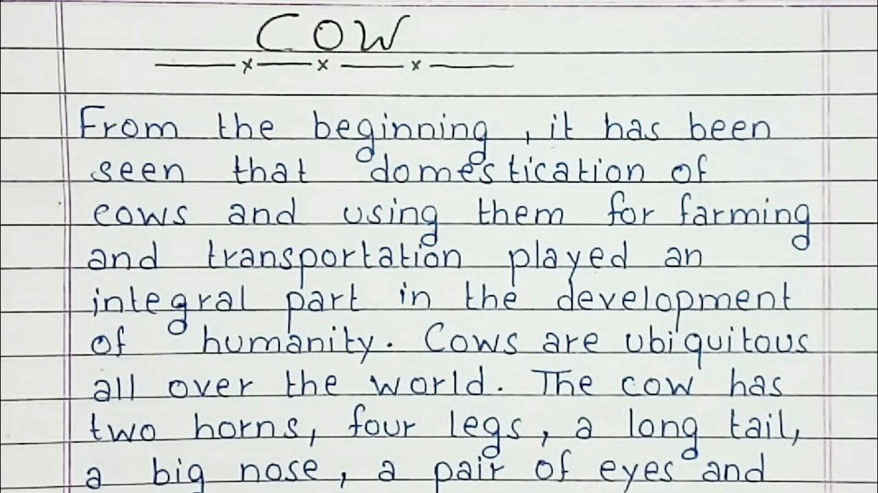 Write a paragraph on Cow | English | Paragraph Writing - YouTube