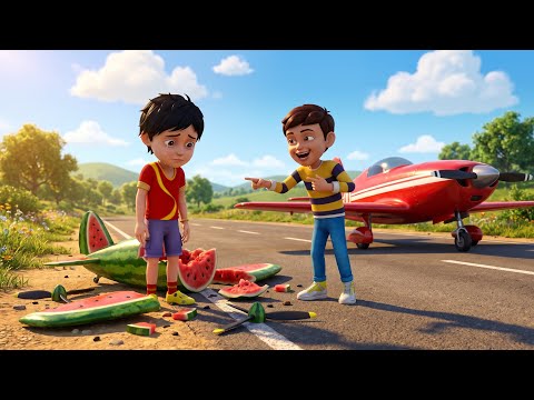 Shiva’s Watermelon Airplane BROKE!  Rudra Couldn’t Stop Laughing!