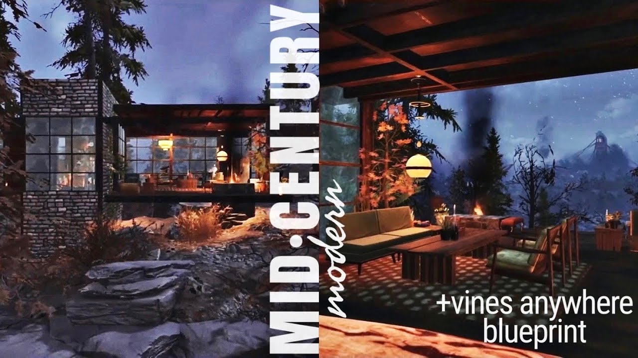 Fallout 76 Mid-Century Modern Home | Vines Anywhere Blueprint ...