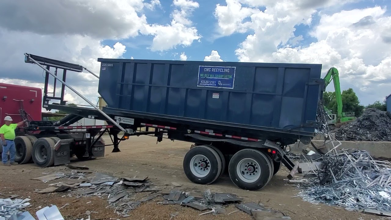 Ace ART6032 Roll-off Trailer unloading a heavy load in Tennessee. - YouTube