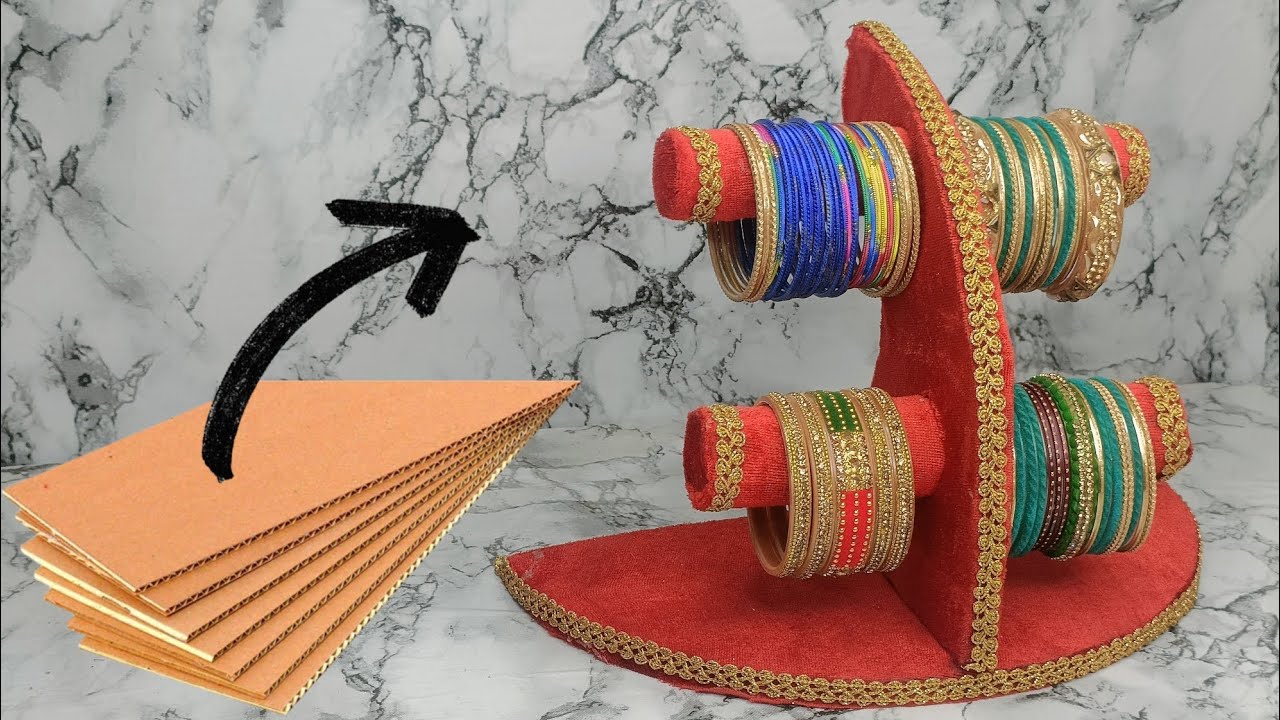How to make a Bangle stand using cardboard Box | DIY Bangle Stand | घर ...