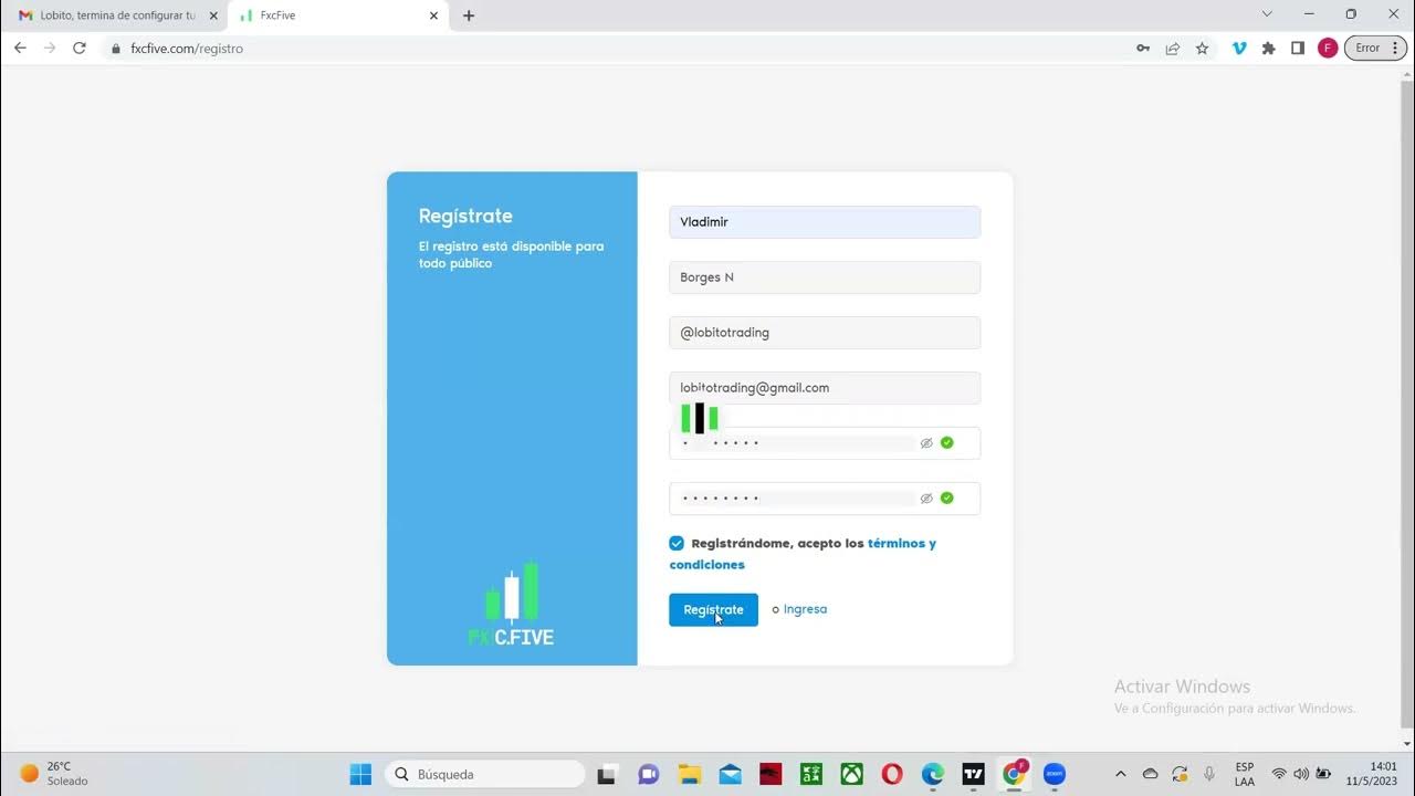 Como Registrarse en la pagina web FX/C.FIVE forma correcta. - YouTube