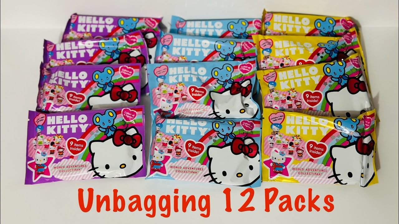 Hello Kitty World Adventures Collectipak, Unbagging 12 Packs! - YouTube