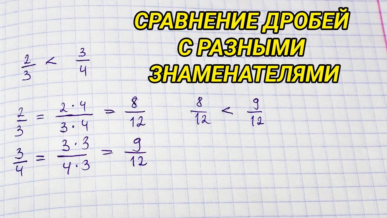 Сравнение дробей с разными знаменателями 6 класс Youtube