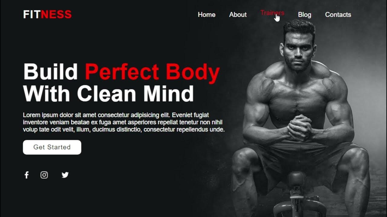 Responsive Fitness Landing Page Website Design Using HTML CSS & JavaScript | How to Create ...