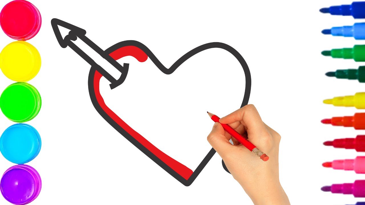 how to draw a beautiful heart with an arrow #85 - YouTube