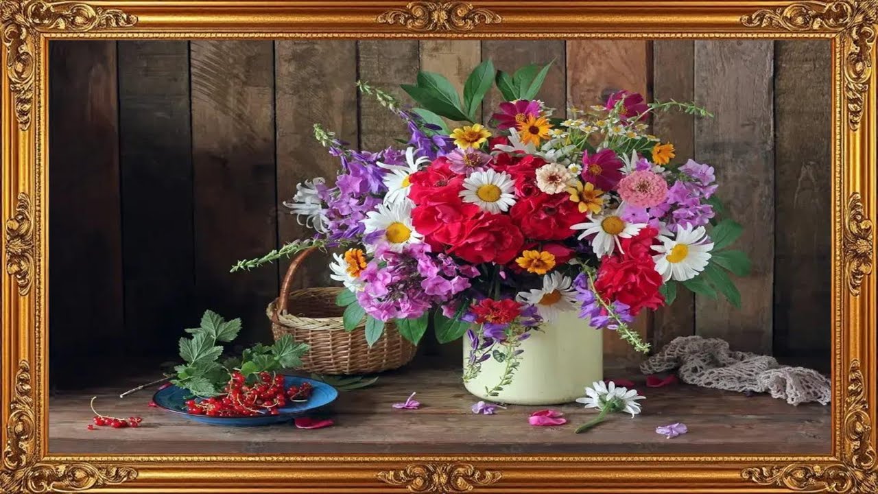 Elegant Floral Still Life in Golden Frame | The Art Corner | Perfect ...