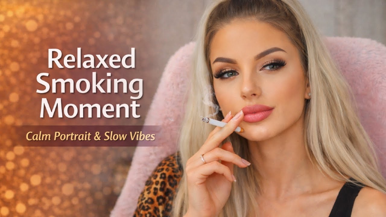 Relaxed Blonde Smoking Calm Close-Up & Slow Mood - YouTube