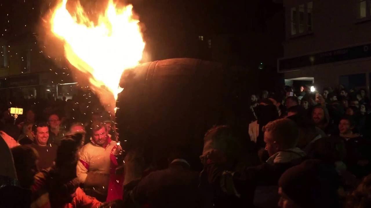 Ottery St Mary tar barrel running - YouTube