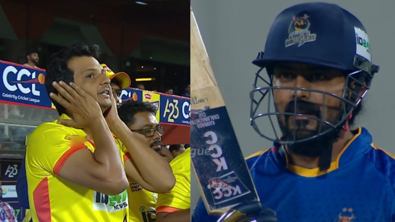 Jiiva Furious Over Jayaram's Back2Back 4s | Chennai Rhinos vs Karnataka ...