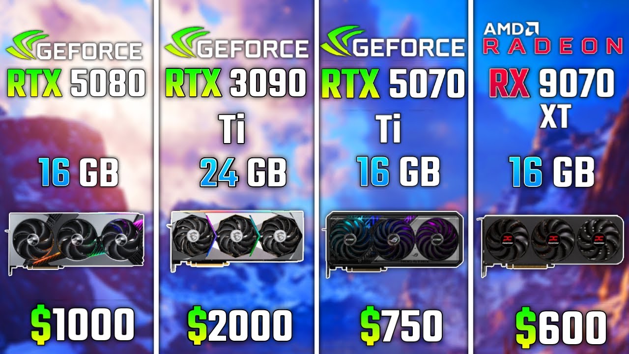 RTX 5080 vs RTX 3090 Ti vs RTX 5070 Ti vs RX 9070 XT | Test in 6 Games ...