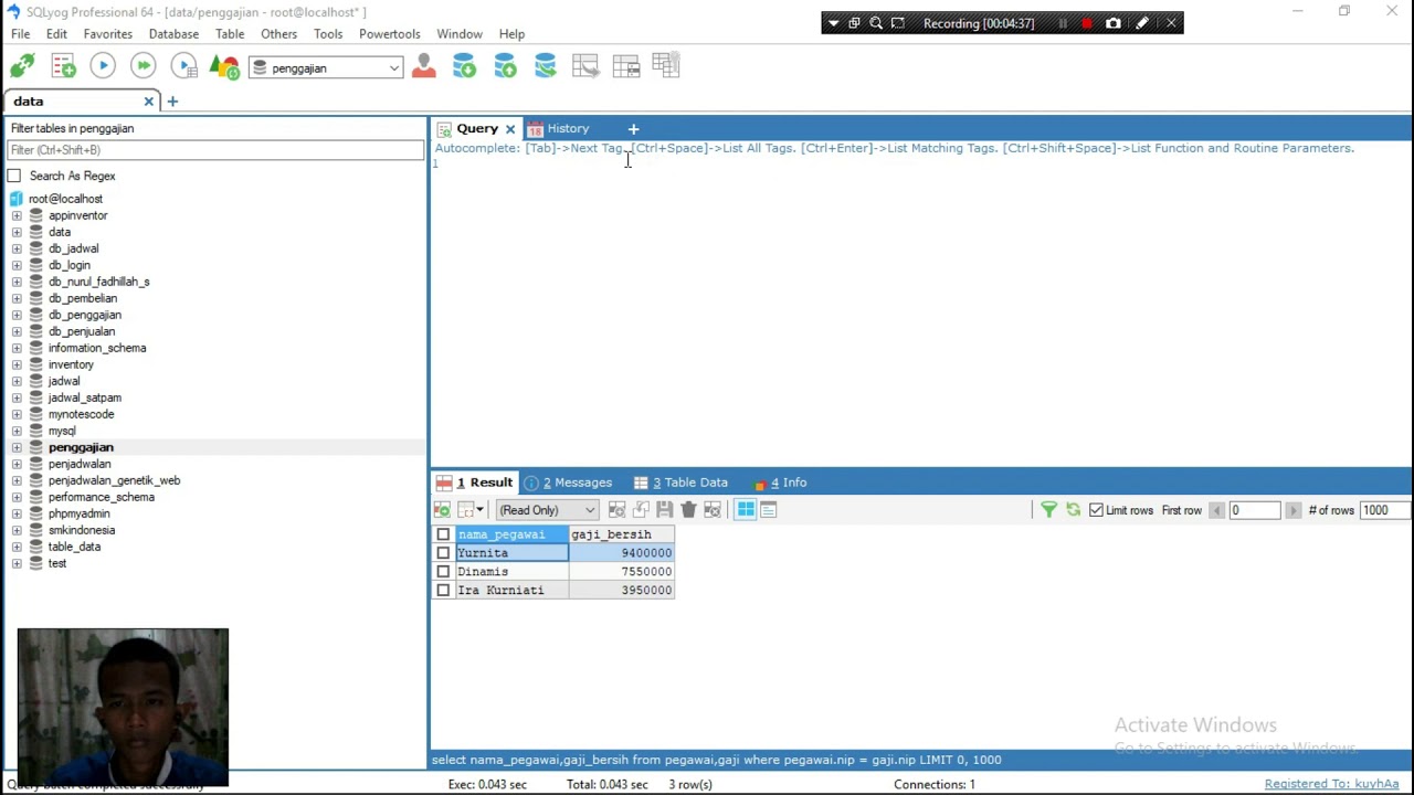 Tutorial pembuatan Database Penggajian - YouTube