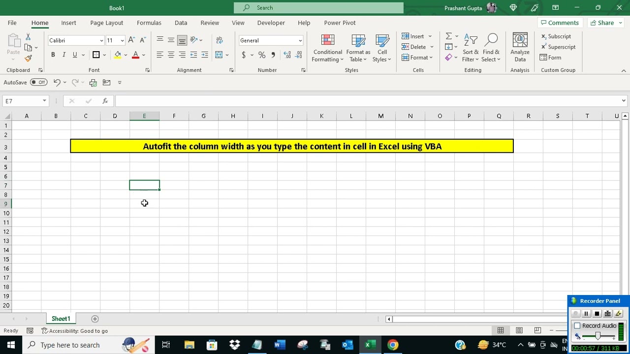 Autofit The Column Width As You Type The Content In Cell Using VBA In Autofit The Column Width As You Type The Content In Cell Using VBA In