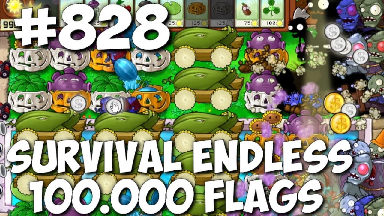 Plants vs Zombies Survival Endless 100000 Flags Part 828 | 16540 - 16560 Flags - YouTube