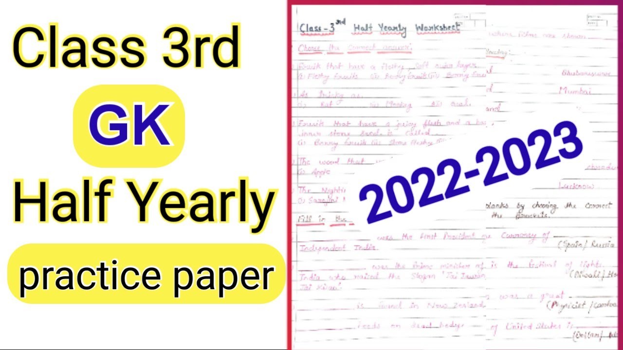 Class 3 Gk Half Yearly Question Paper | 3rd Class Gk Question Paper ...