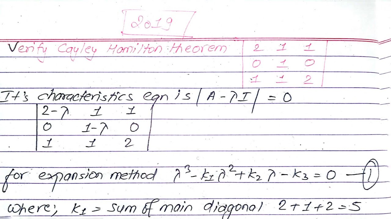 Cayley Hamilton Theorem | Matrices | Engineering Maths 3rd | Prashant ...