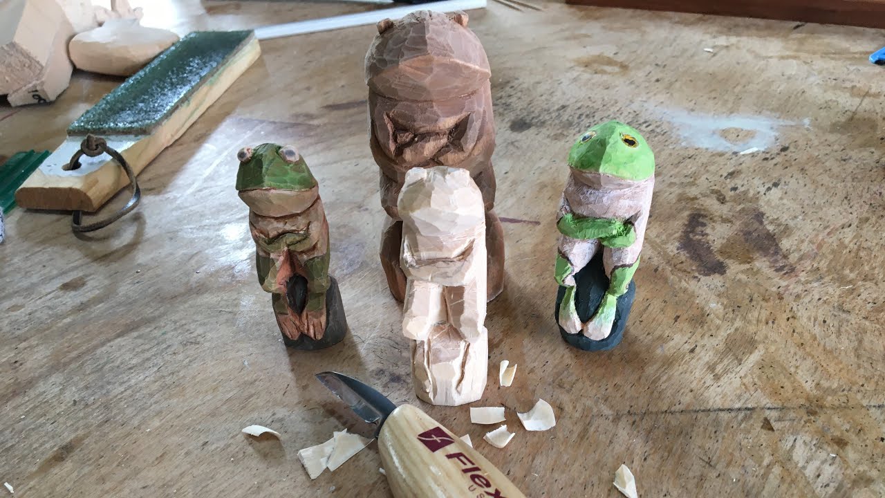Wood Carving a Frog. Easy, Simple carving for beginners - YouTube