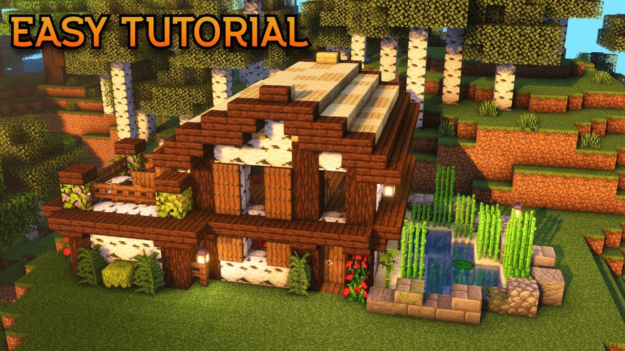 Minecraft | Cozy Birch Wood Cottage w/Pond | Easy Build Tutorial - YouTube